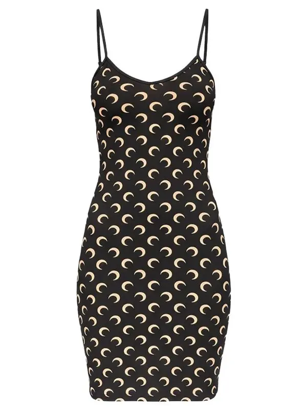 MARINE SERRE Moon Print Mini Dress - Black