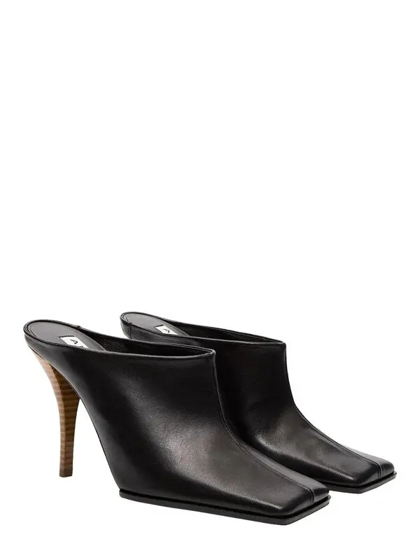 Alaïa Leather Heeled Mules - Black