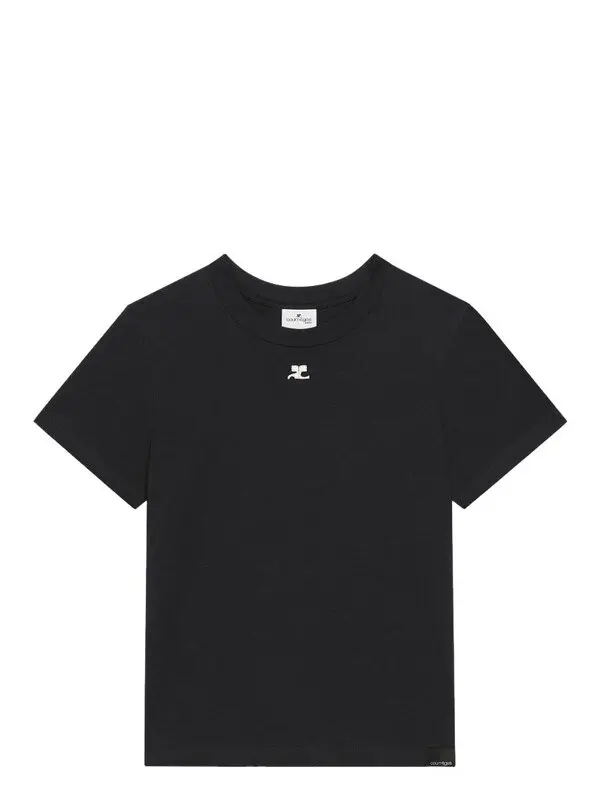 COURREGES Logo Cotton T-shirt - Black
