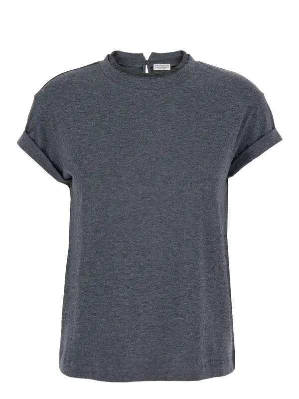 Brunello Cucinelli Mélange Effect Crew Neck T-shirt - Grey