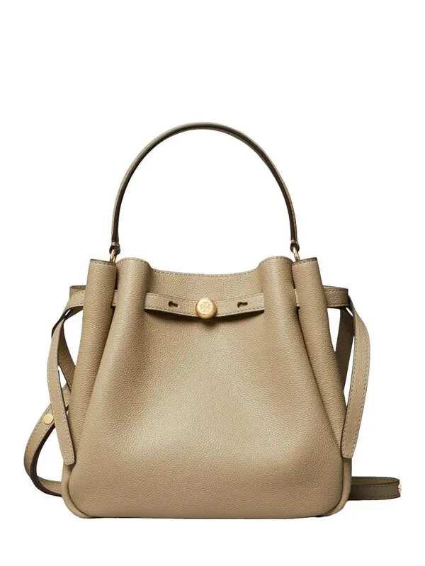 Tory Burch Romy Leather Bucket Bag - Grey
