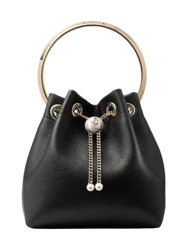 JIMMY CHOO Bon Bon Leather Bucket Bag - Black