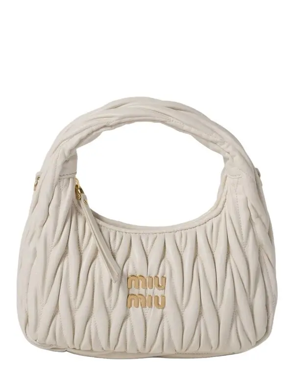 Miu Miu Wander Small Matelassé Hobo Bag - White