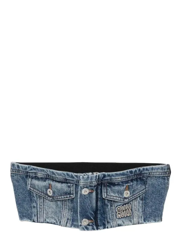 Miu Miu Denim Strapless Top - Blue