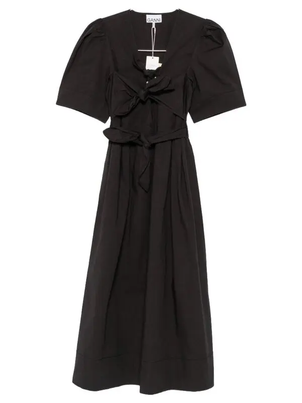 GANNI Organic Cotton Midi Dress - Black