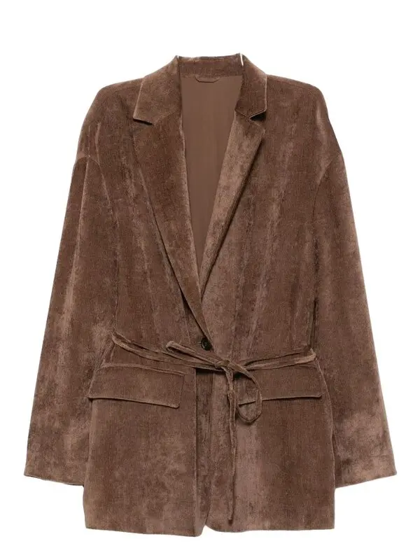 Brunello Cucinelli Velvet Belted Jacket - Brown