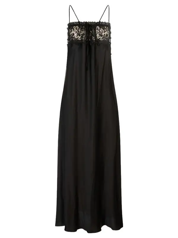 Chloé Satin Silk Maxi Dress - Black