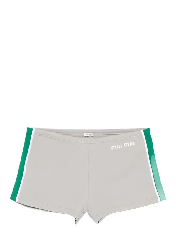 Miu Miu Nylon Shorts With Trim Detail - Grey