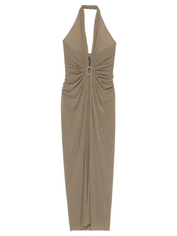 FISICO Halterneck Gathered Midi Dress - Green