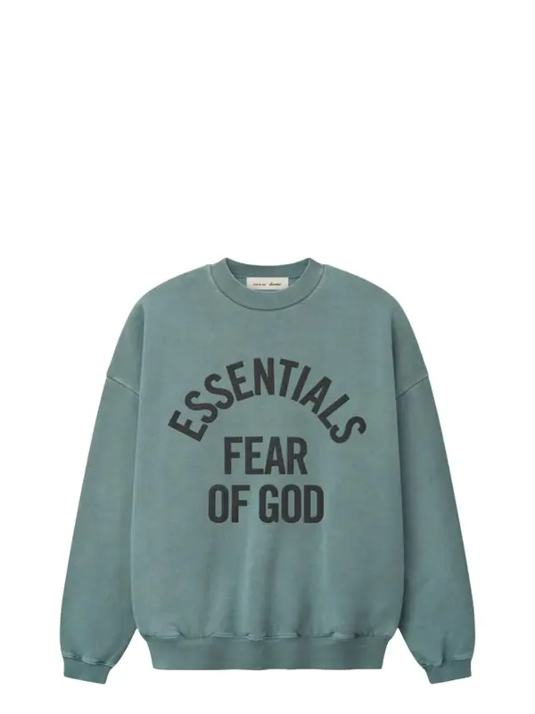 ESSENTIALS Crewneck Sweatshirt With Black Text Detail - Sky Blue