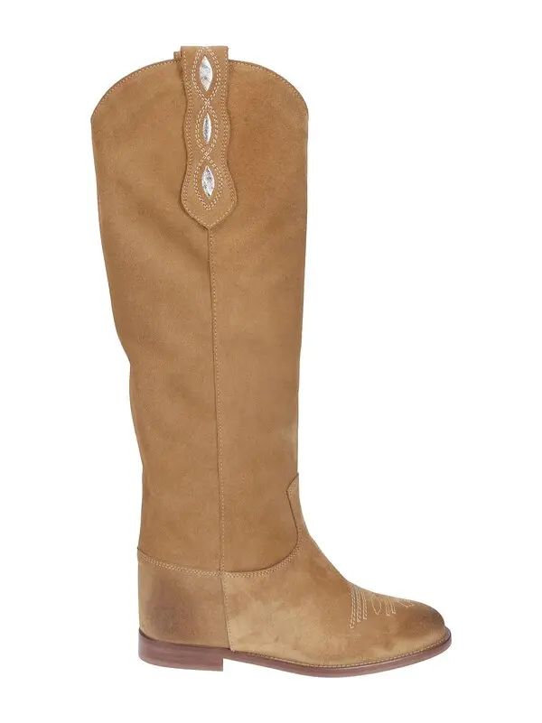VIA ROMA 15 Suede Knee High Boots - Brown