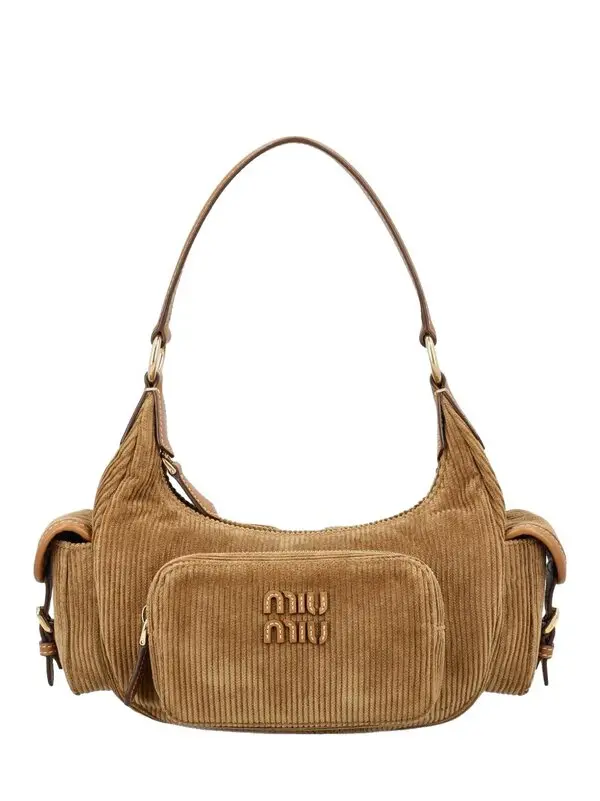Miu Miu Velvet Pocket Shoulder Bag - Brown