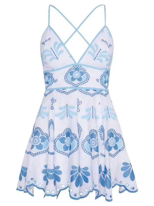 Charo Ruiz Ibiza Embroidered Mini Dress - Blue
