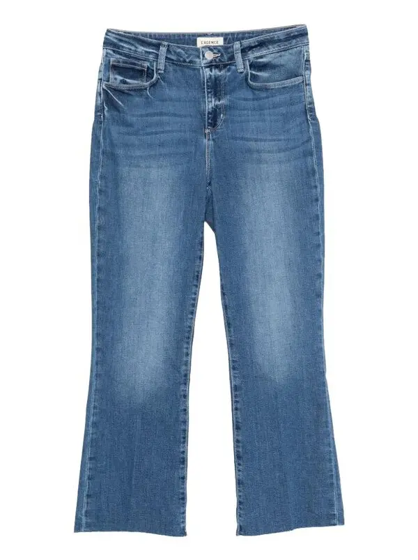 L'Agence Cropped Denim Jeans With Raw Edge Hem - Blue
