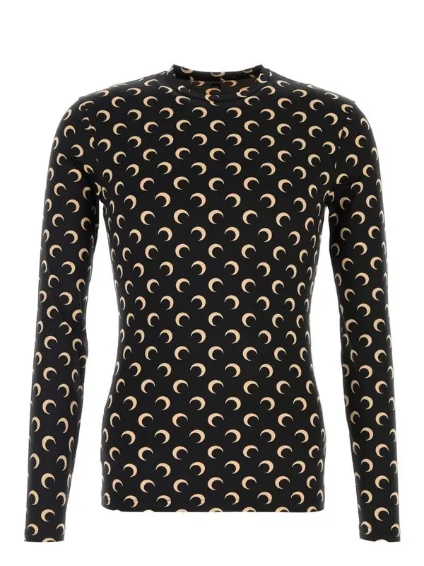 MARINE SERRE Moon Crewneck Top - Black