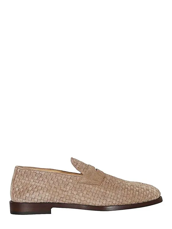 Brunello Cucinelli Suede Leather Loafers - Beige