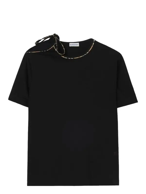 Burberry Check Bow Cotton T-shirt - Black