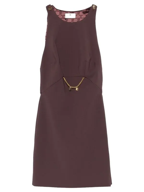 Elisabetta Franchi Sleeveless Chain Embellished Mini Dress - Red