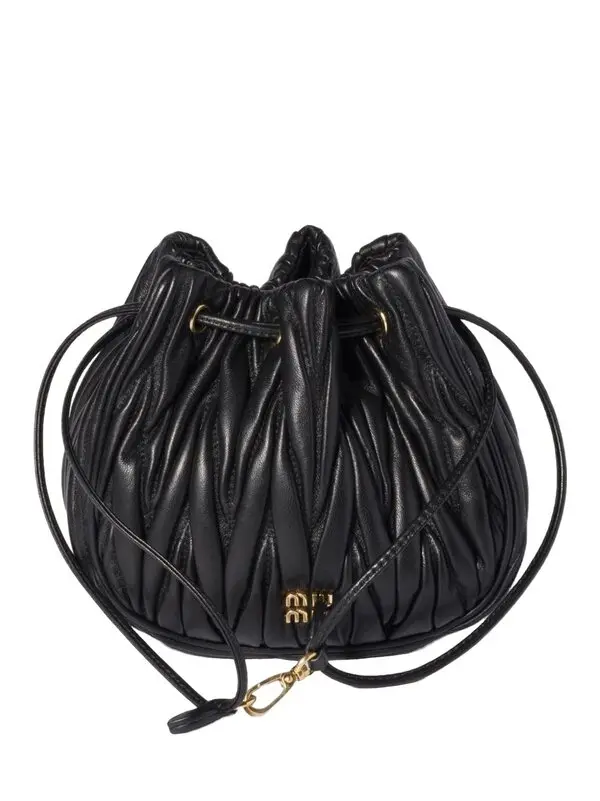 Miu Miu Matelassé Leather Mini Bag - Black
