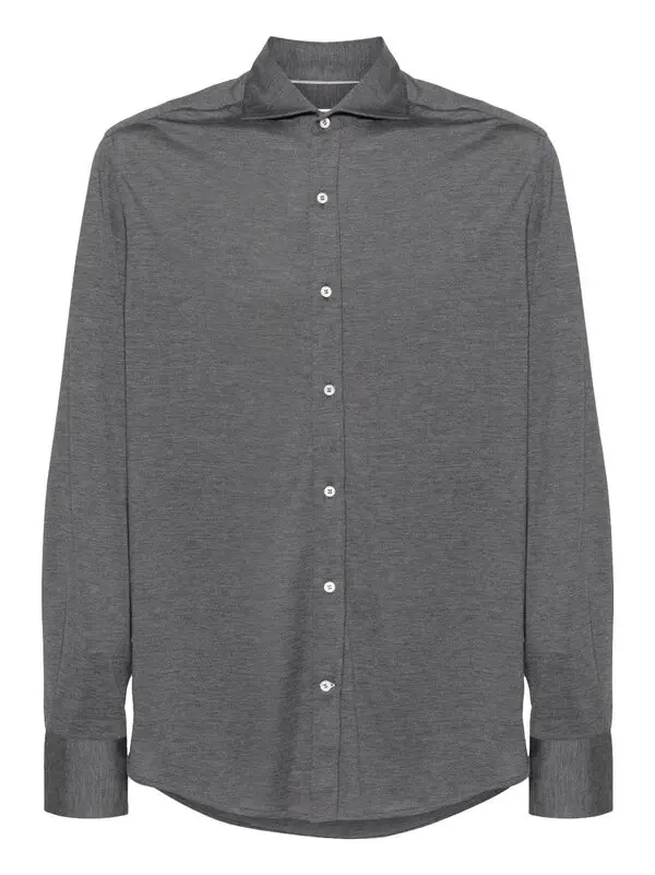 Brunello Cucinelli Silk And Cotton Blend Shirt - Grey