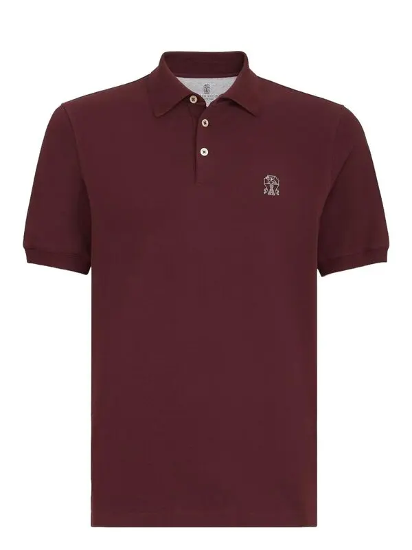 Brunello Cucinelli Logo Cotton Polo Shirt - Red