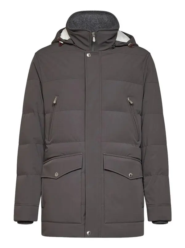 Brunello Cucinelli Hooded Down Jacket - Grey