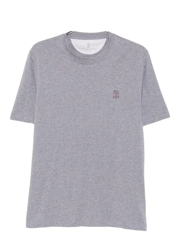 Brunello Cucinelli Logo Cotton T-shirt - Grey