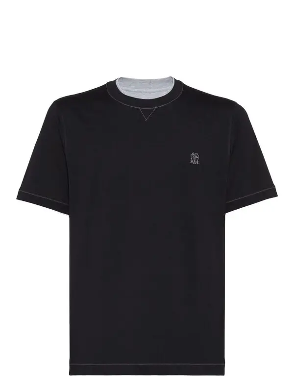 Brunello Cucinelli Logo Cotton T-shirt - Black