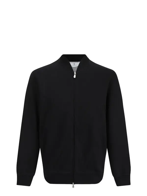 Brunello Cucinelli Cotton Blend Sweatshirt With Two-way Zip Fastening - Black