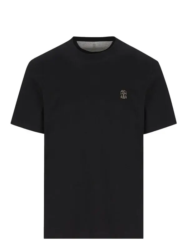 Brunello Cucinelli Logo Cotton T-shirt - Black