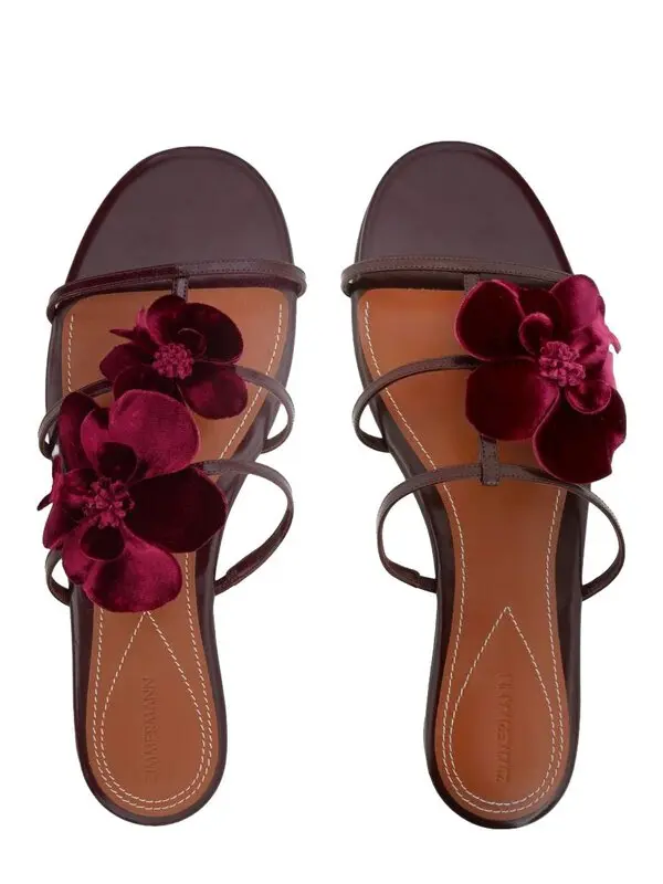 Zimmermann Orchid Leather Flat Sandals - Red