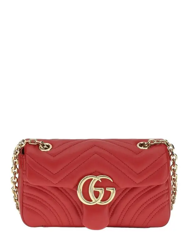 Gucci Gg Marmont Small Leather Shoulder Bag - Red