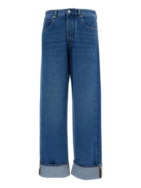 Bottega Veneta Wide Leg Turn-up Hem Jeans - Blue