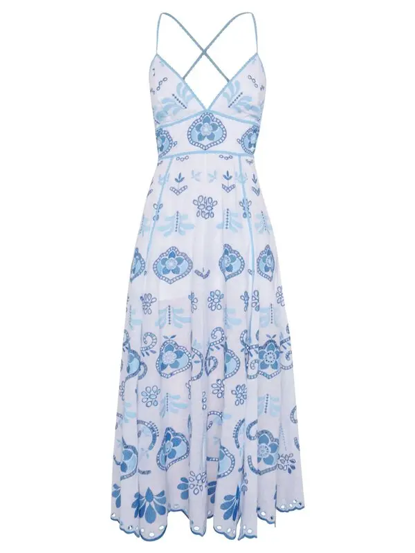 Charo Ruiz Ibiza Gardea Embroidered Maxi Dress - Blue