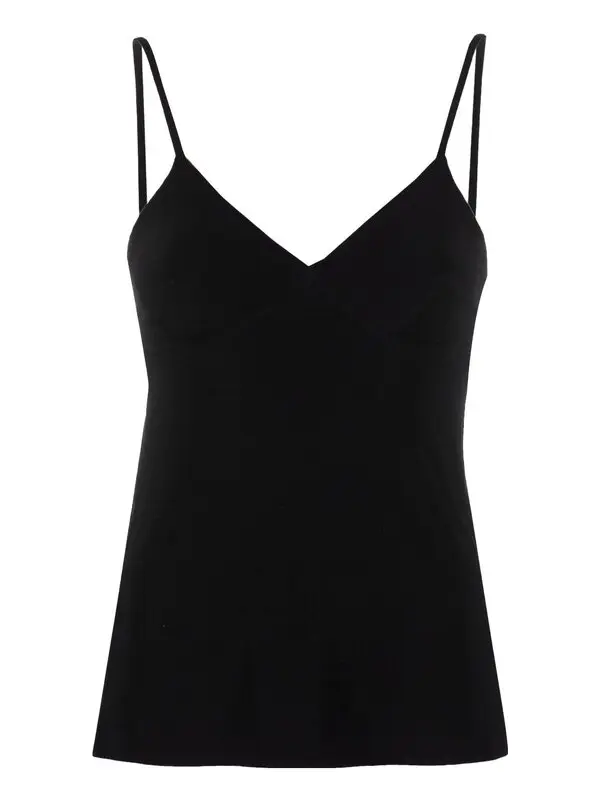 Norma Kamali Spaghetti Strap V-neck Slip Top - Black