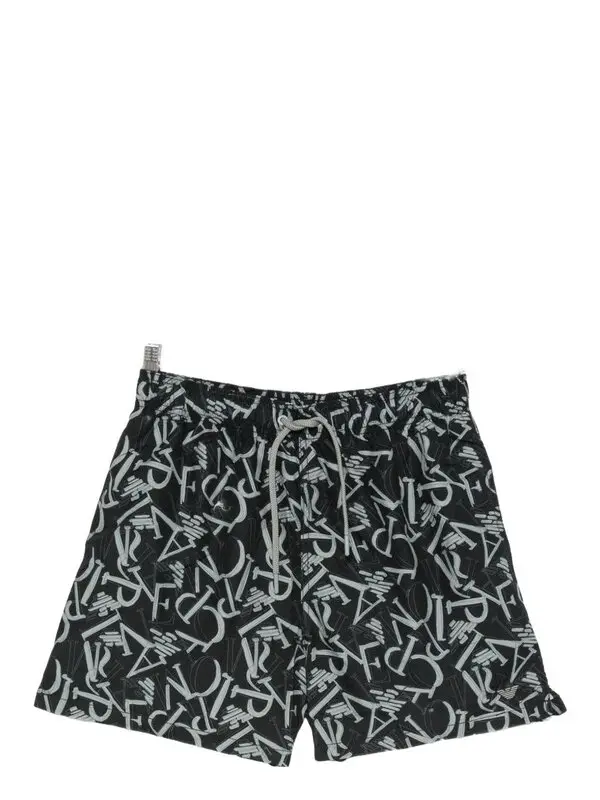 Emporio Armani All-over Logo Print Swim Shorts - Black