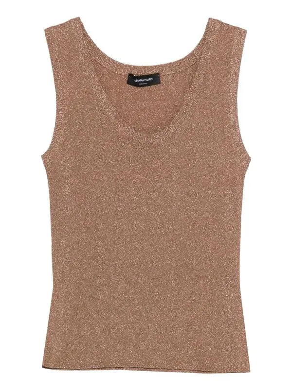 Fabiana Filippi Shimmer Sleeveless Top - Brown