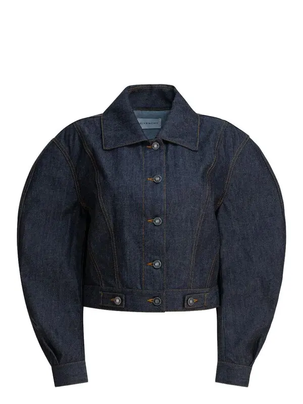 Givenchy Denim Cotton Jacket With Classic Collar And Balloon Sleeves - Blue