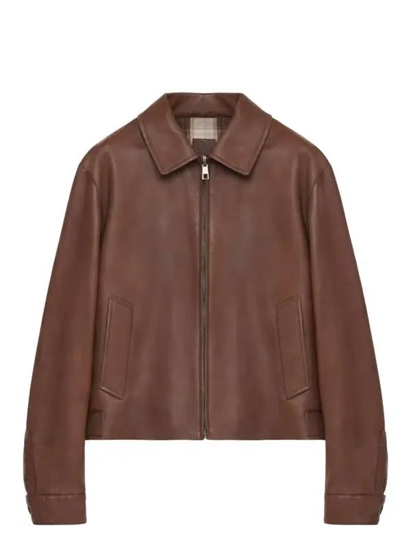 Loewe Leather Zip Jacket - Grey