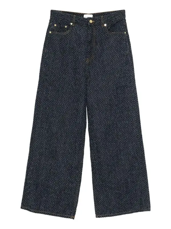 GANNI Baggy Textured Jeans - Blue