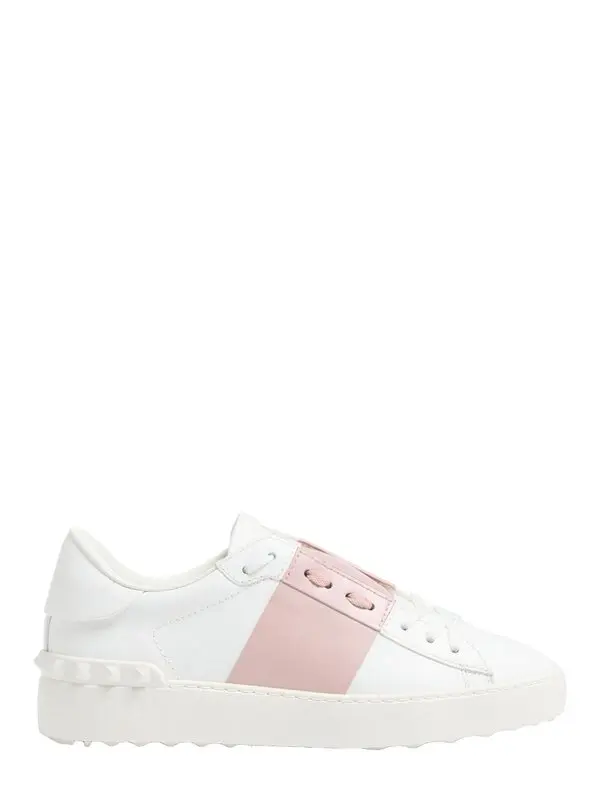 Valentino Garavani Open Leather Sneakers With Stud Detailing - Pink