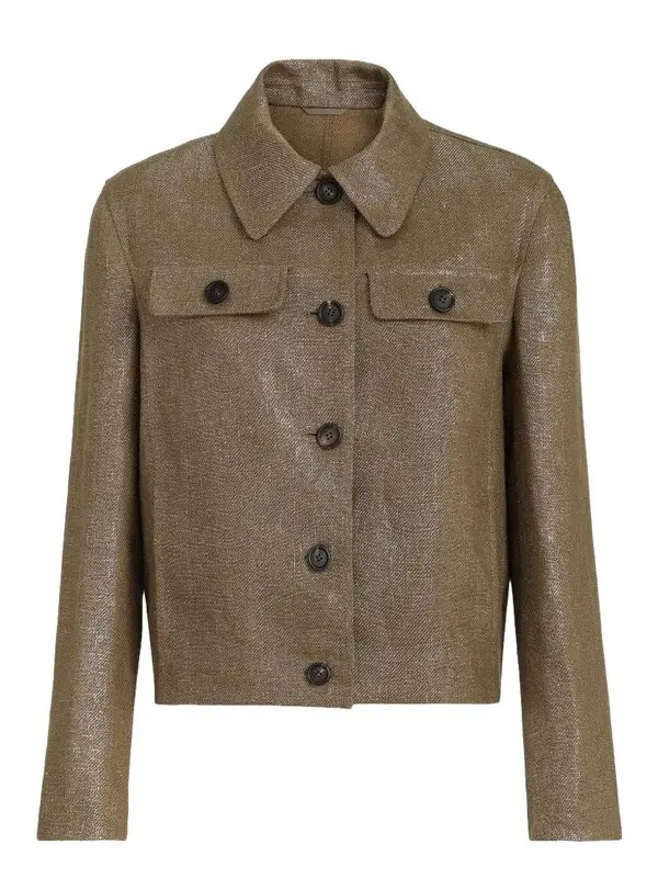 Brunello Cucinelli Cropped Linen Jacket - Brown