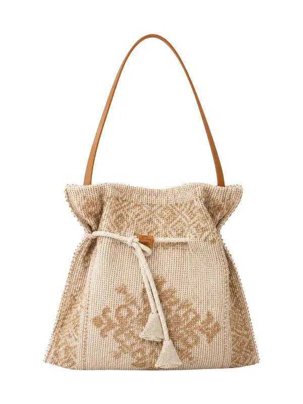 LE DAF Small Rosette Handkerchief Bag - Beige
