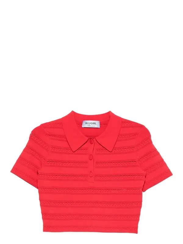 BLUGIRL Crochet Polo Shirt - Red