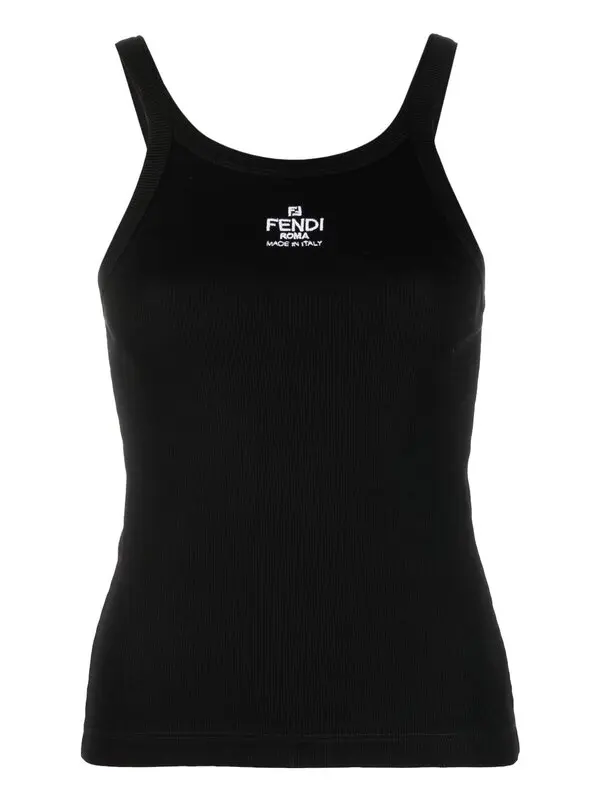 Fendi Ribbed Logo Tank Top - Black