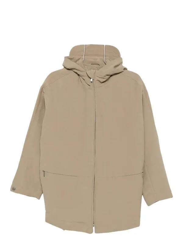 Emporio Armani Cotton Blend Blouson Jacket With Hood - Beige