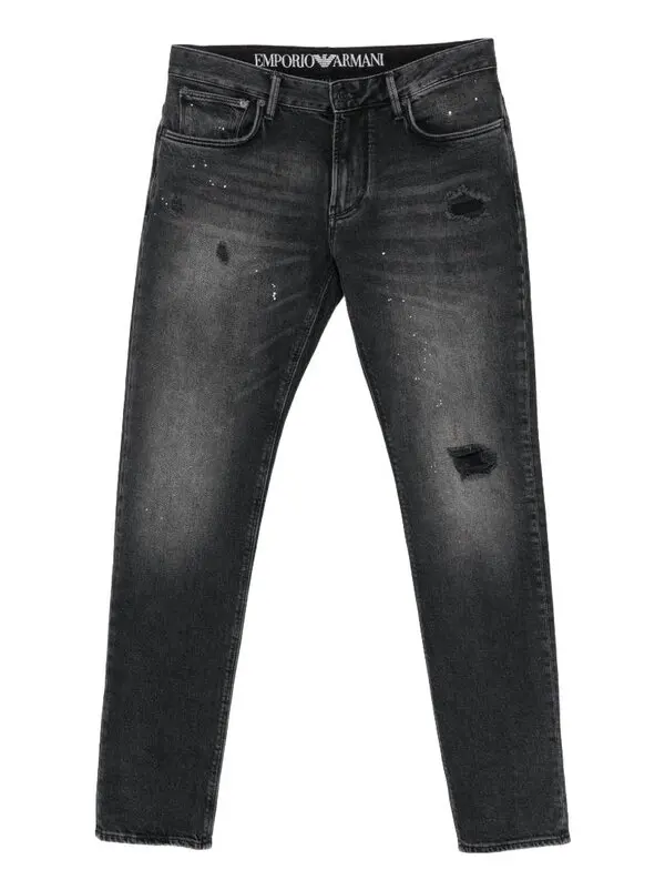 Emporio Armani Slim Denim Cotton Jeans - Black