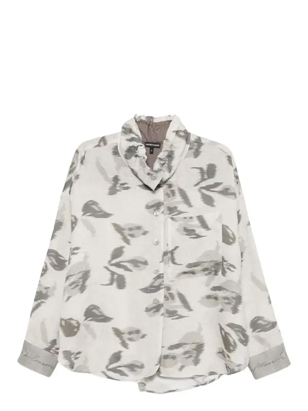 Emporio Armani Printed Linen Shirt - Grey