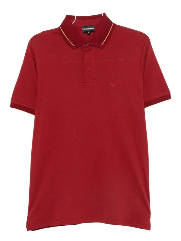 Emporio Armani Logo Cotton Polo Shirt - Red