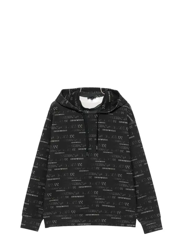 Emporio Armani Printed Cotton Hoodie - Blue